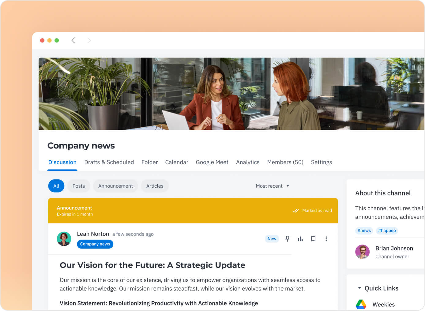 Targeted, structured internal comms for the whole organization | Happeo